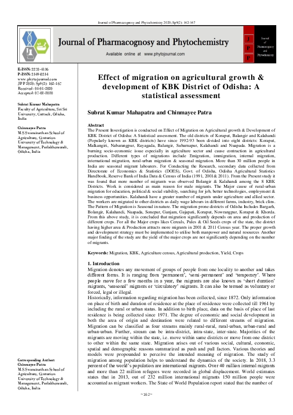 (PDF) Effect of migration on agricultural growth & development of KBK ...
