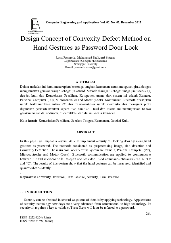 (PDF) Design Concept of Convexity Defect Method on Hand Gestures as Password Door Lock ...