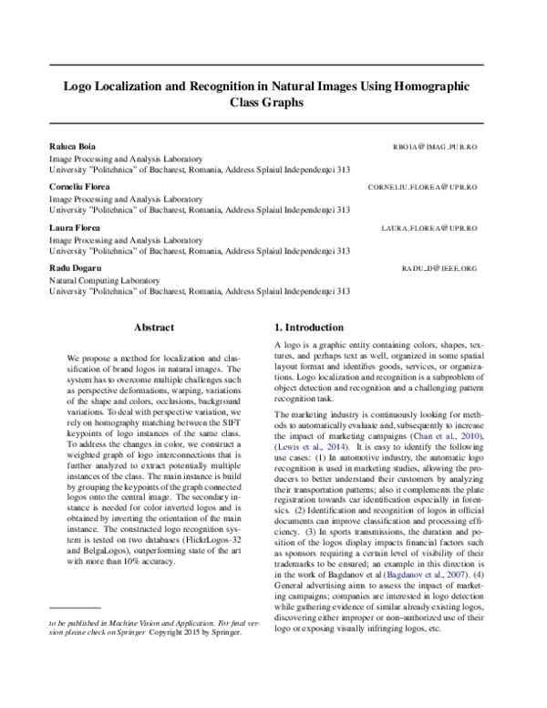 Logo localization and recognition in natural images using homographic ...