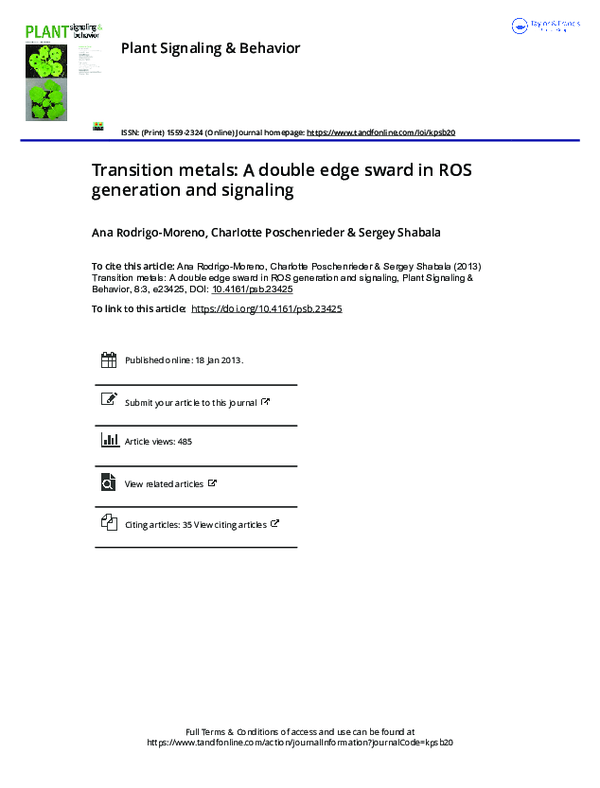 (PDF) Transition metals: A double edge sward in ROS generation and ...