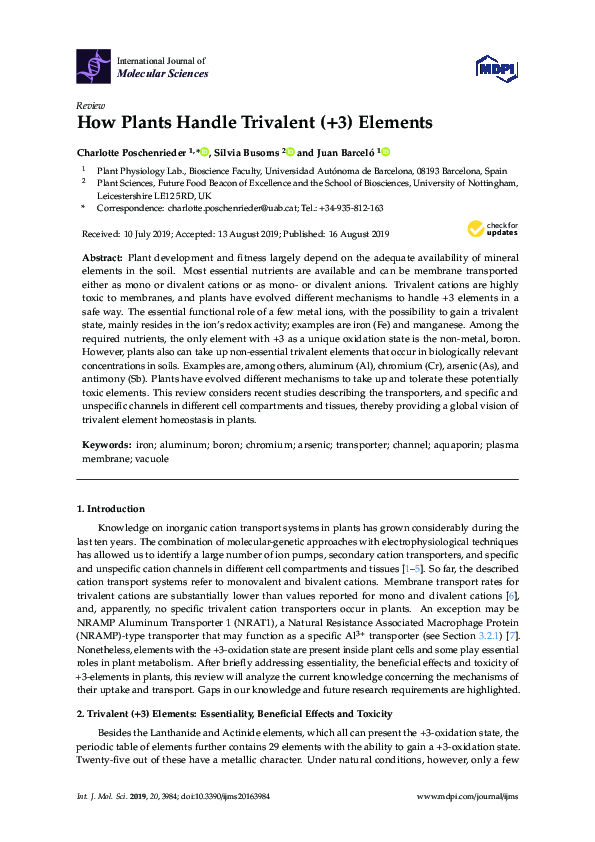 (PDF) How Plants Handle Trivalent (+3) Elements