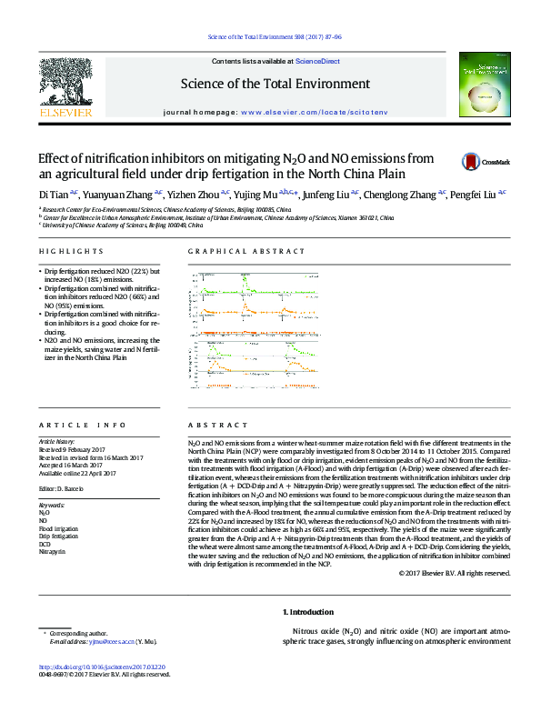 (PDF) Effect of nitrification inhibitors on mitigating N2O and NO ...
