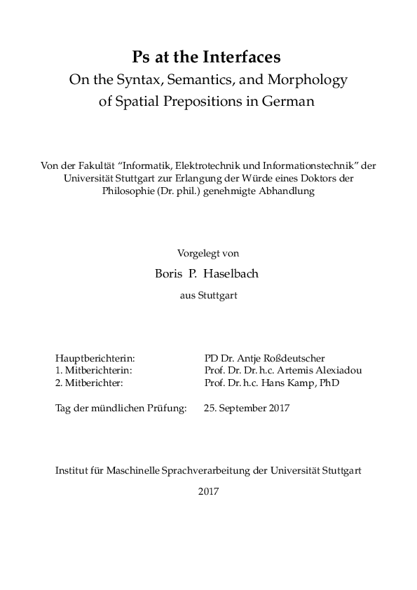 Pdf Ps At The Interfaces On The Syntax Semantics And Morphology