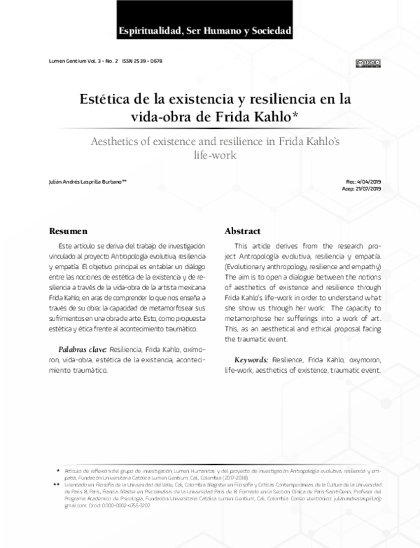 (PDF) Estética de la existencia y resiliencia en la vida-obra de Frida ...