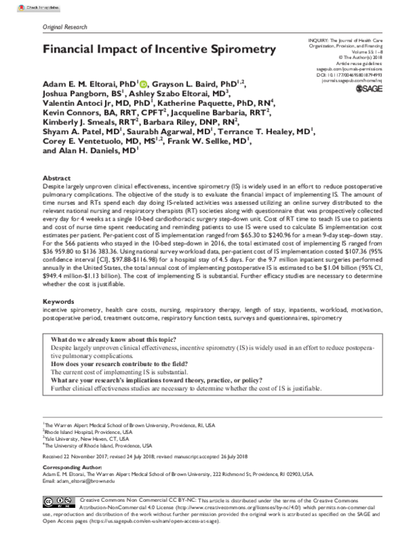 (PDF) Financial Impact of Incentive Spirometry