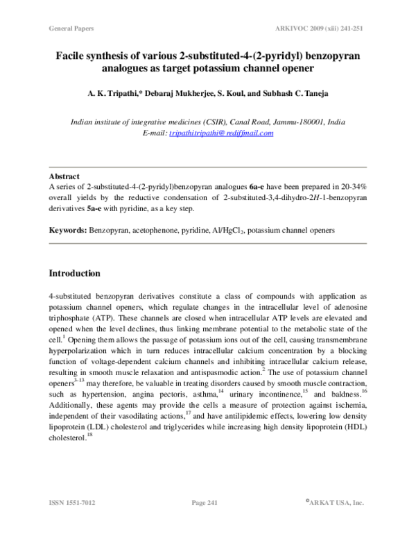 (PDF) Facile synthesis of various 2-substituted-4-(2-pyridyl ...