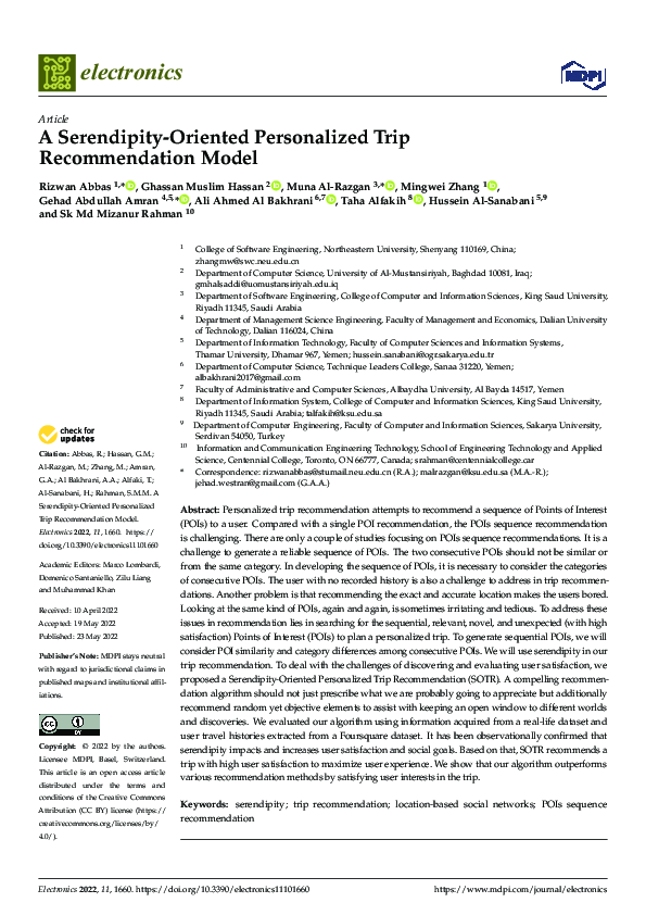 (PDF) A Serendipity-Oriented Personalized Trip Recommendation Model