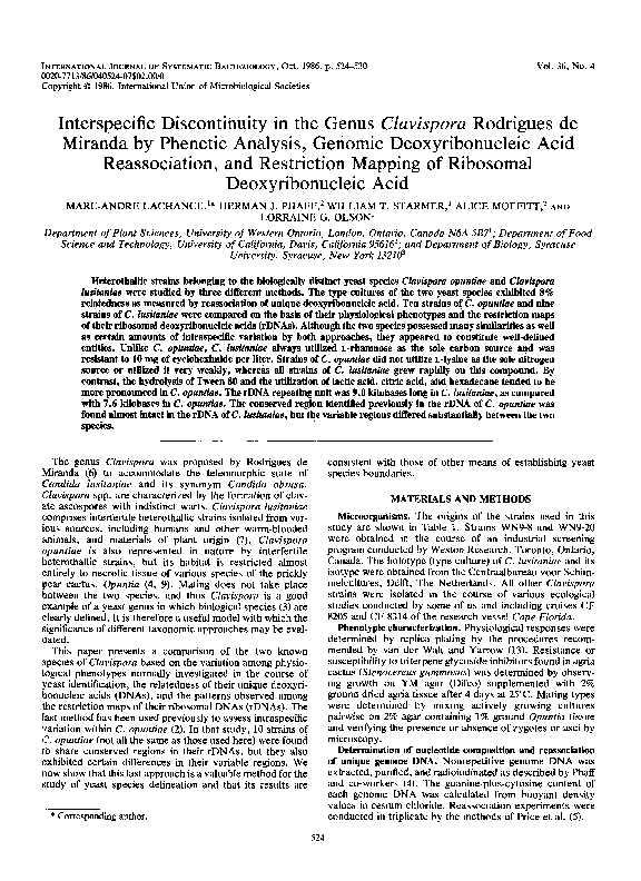 (PDF) Interspecific Discontinuity in the Genus Clavispora Rodrigues de ...