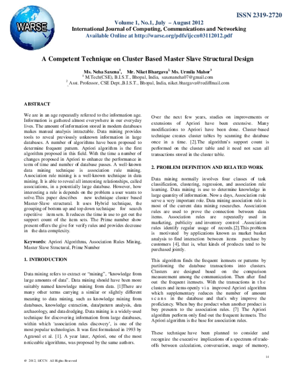(PDF) A Competent Technique on Cluster Based Master Slave Structural Design