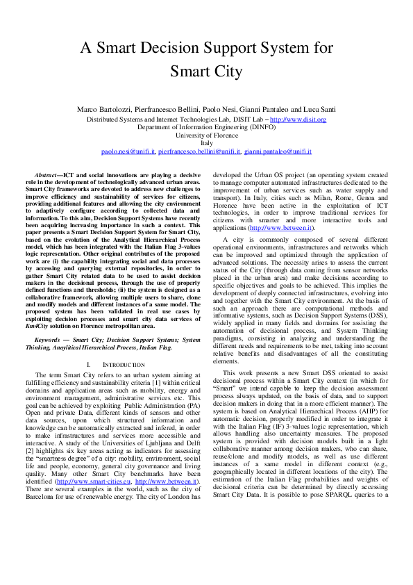 (PDF) A Smart Decision Support System for Smart City