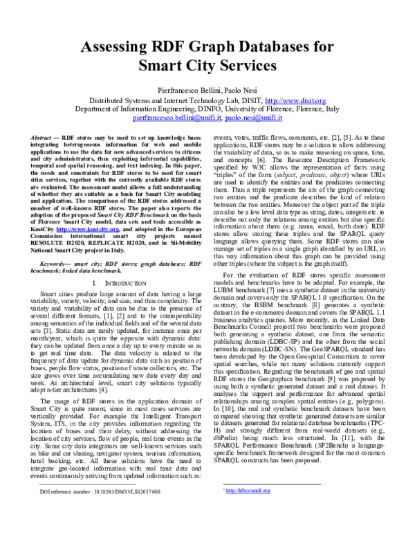 (PDF) Assessing RDF Graph Databases for Smart City Services