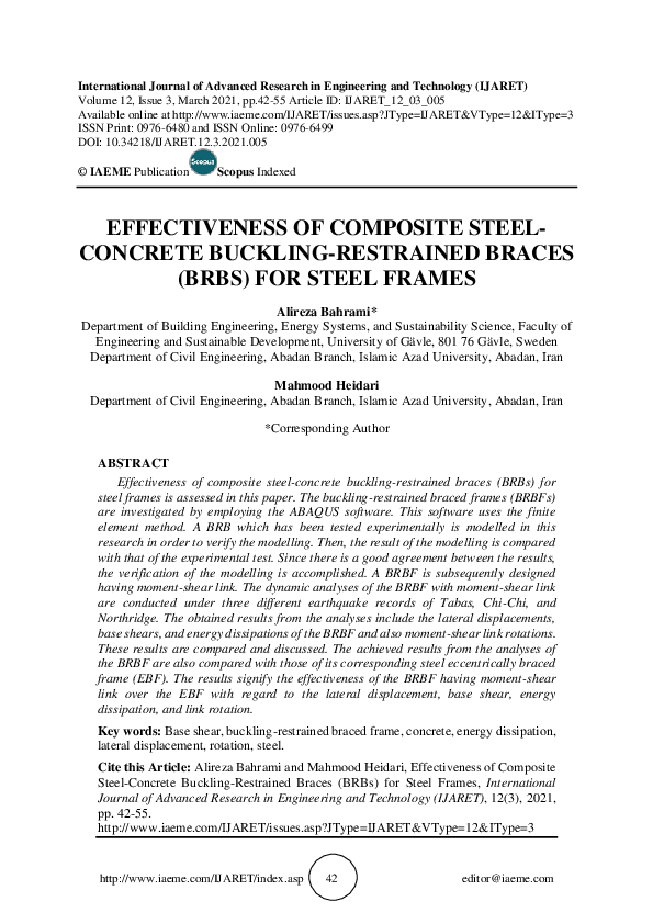 (PDF) EFFECTIVENESS OF COMPOSITE STEEL-CONCRETE BUCKLING-RESTRAINED ...