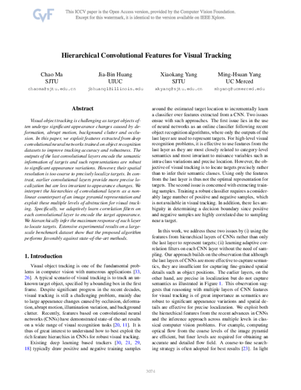 Pdf Hierarchical Convolutional Features For Visual Tracking Ming Hsuan Yang