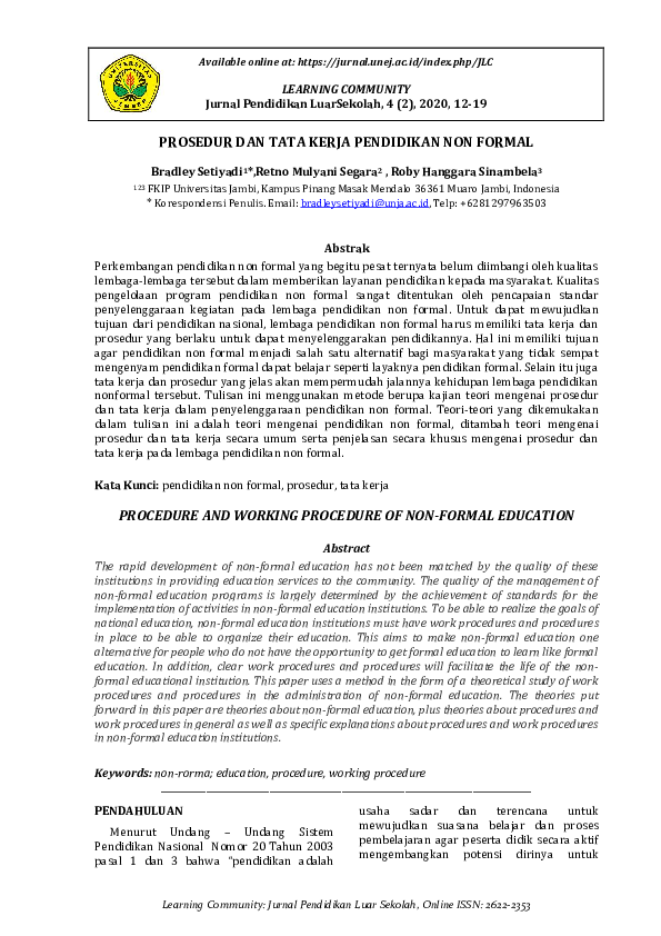 (PDF) Prosedur Dan Tata Kerja Pendidikan Non Formal