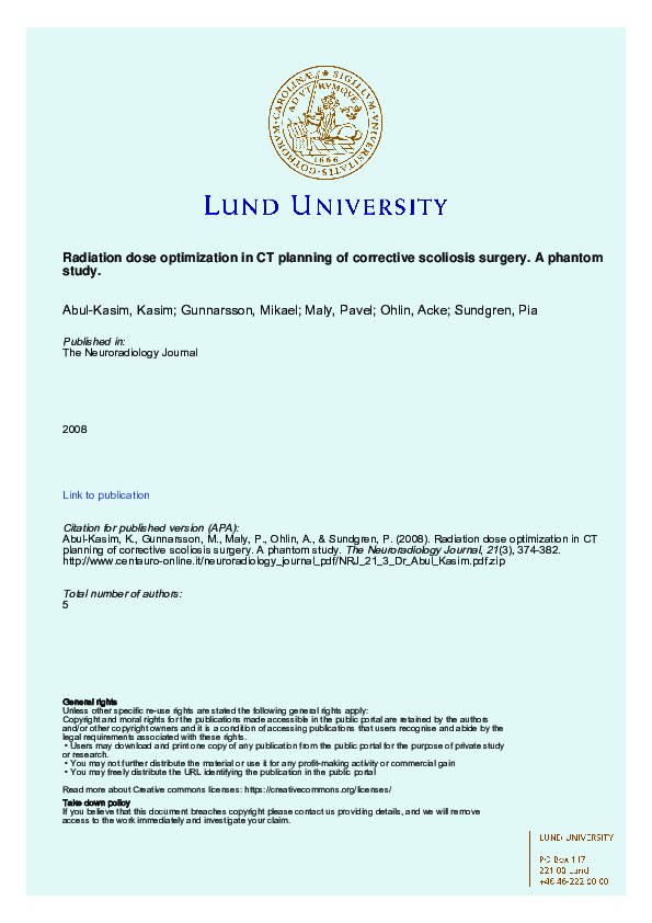 (PDF) Radiation Dose Optimization in CT Planning of Corrective ...