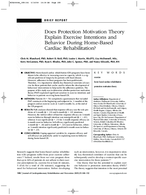 (PDF) Does Protection Motivation Theory Explain Exercise Intentions and ...