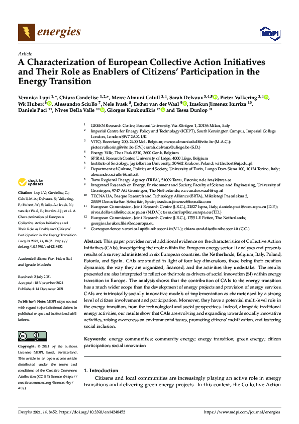 (PDF) A Characterization of European Collective Action Initiatives and ...