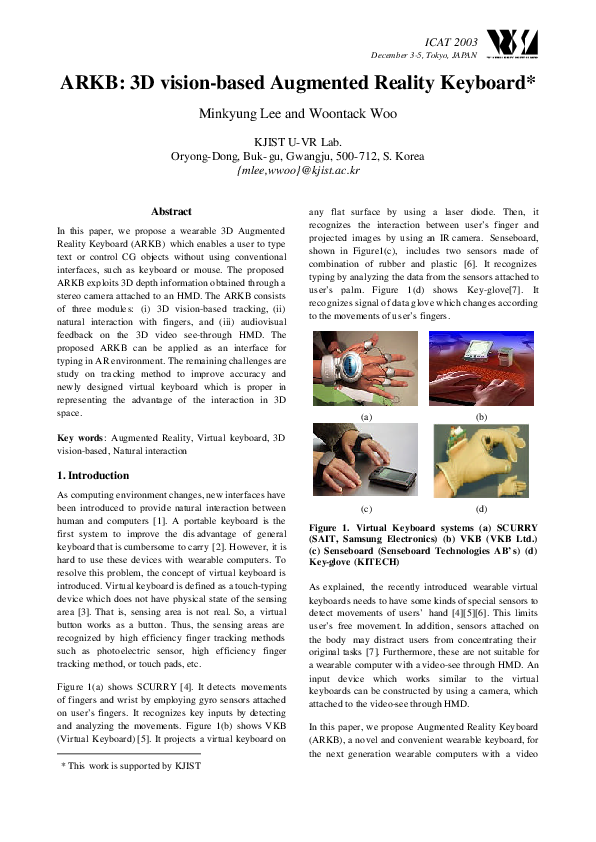 (PDF) ARKB: 3d vision-based augmented reality keyboard
