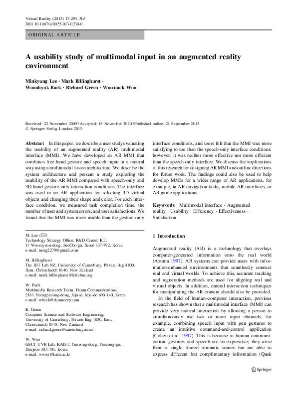 (PDF) A usability study of multimodal input in an augmented reality environment