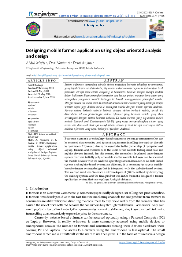 (PDF) Designing mobile farmer application using object oriented ... (PDF) Designing mobile farmer application using object oriented ...