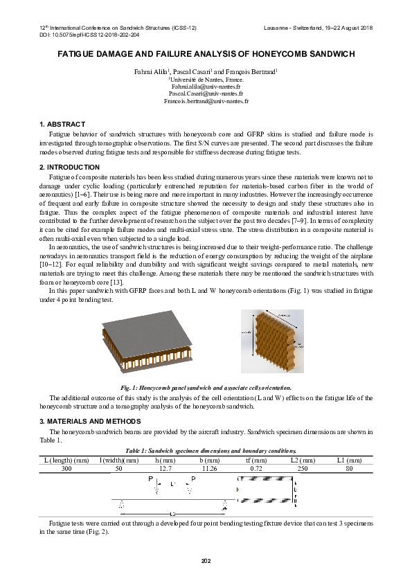 (PDF) Fatigue damage and failure analysis of honeycomb sandwich