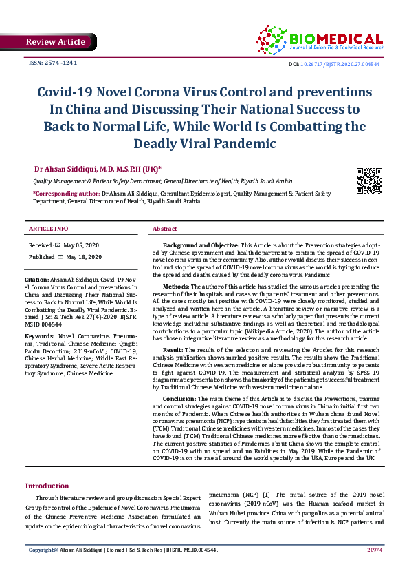 (PDF) Covid-19 Novel Corona Virus Control and preventions In China and ...