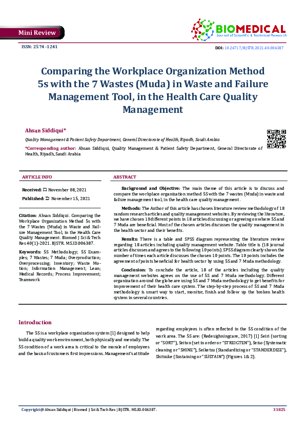 (PDF) Comparing the Workplace Organization Method 5s with the 7 Wastes ...