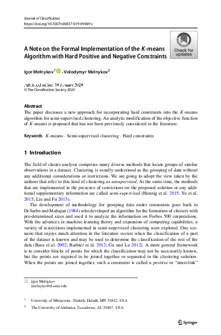 (PDF) A Note on the Formal Implementation of the K-means Algorithm with Hard Positive and ...