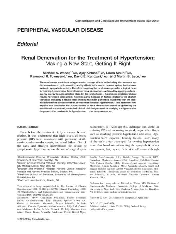 (PDF) Renal denervation for treatment of hypertension and beyond