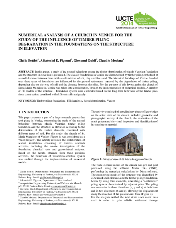 (PDF) Numerical analysis of a church in Venice for the study of the ...