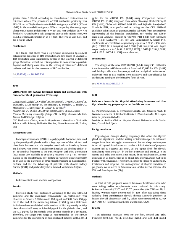 (PDF) VIDAS PTH(1-84) ASSAY: Reference limits and comparison with three other third generation ...