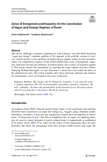 (PDF) Zones of Entrapment and Impunity: On the Constitution of Vague ...