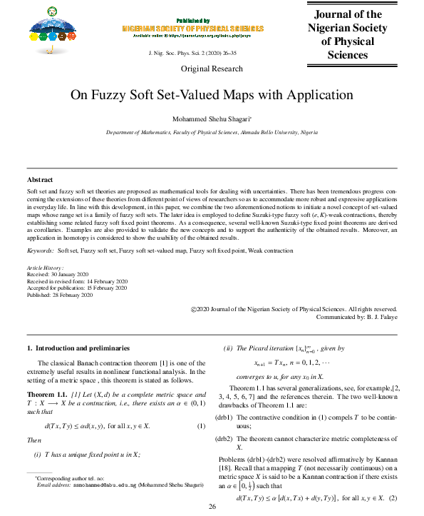 Pdf On Fuzzy Soft Set Valued Maps With Application
