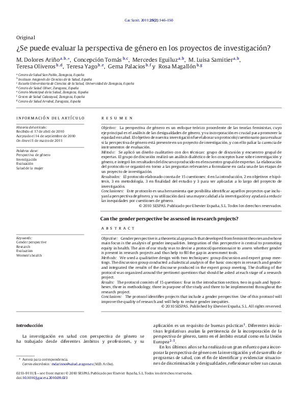 (PDF) Se puede evaluar la perspectiva de g nero en los proyectos de investigaci n?