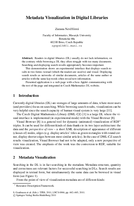 (PDF) Metadata Visualization in Digital Libraries