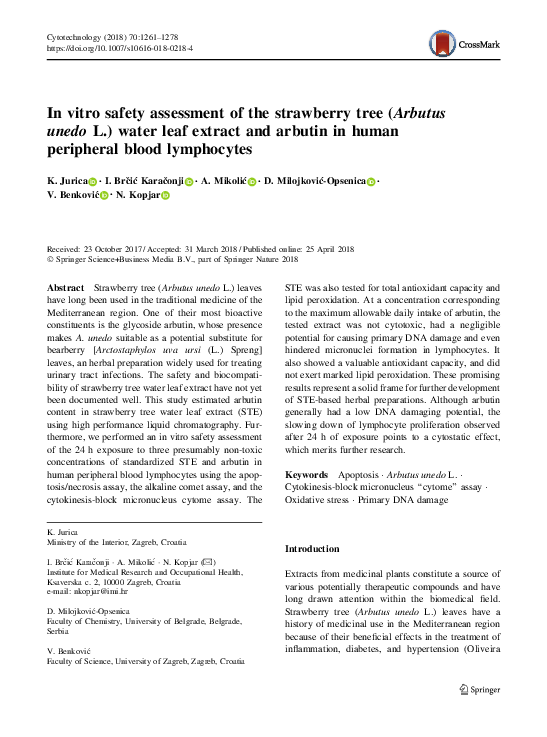 (PDF) In vitro safety assessment of the strawberry tree (Arbutus unedo ...