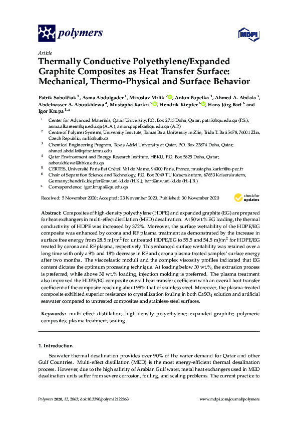 (PDF) Thermally Conductive Polyethylene/Expanded Graphite Composites as ...