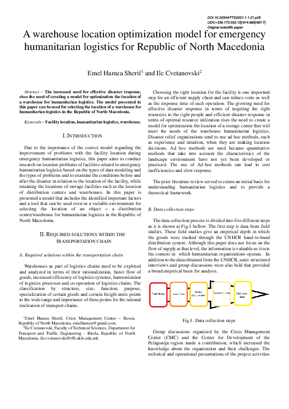 (PDF) A warehouse location optimization model for emergency ...
