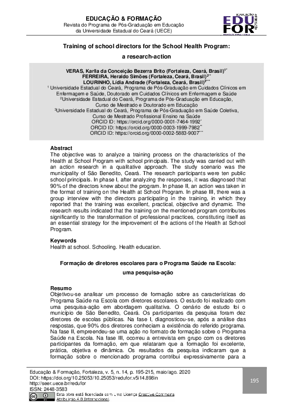 (PDF) Training of school directors for the School Health Program: a ...