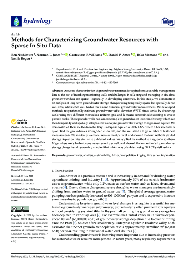 (PDF) Methods for Characterizing Groundwater Resources with Sparse In ...