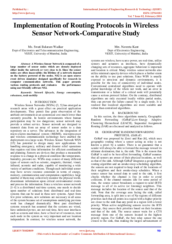 Pdf Implementation Of Routing Protocols In Wireless Sensor Network 4312
