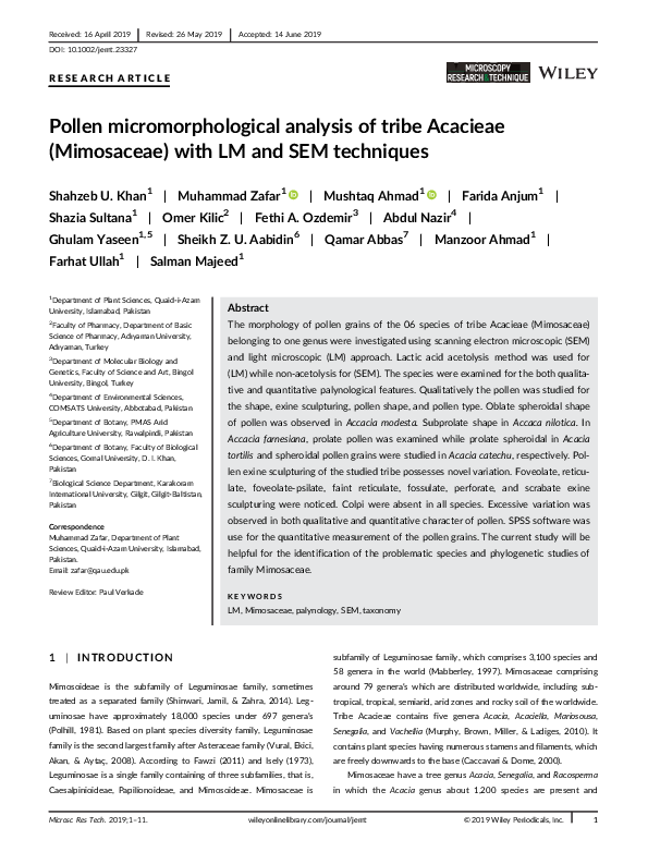 (PDF) Pollen micromorphological analysis of tribe Acacieae (Mimosaceae ...