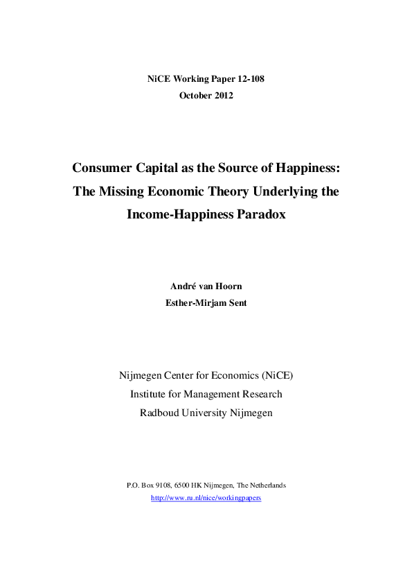 (PDF) Consumer Capital as the Source of Happiness: The Missing Economic ...