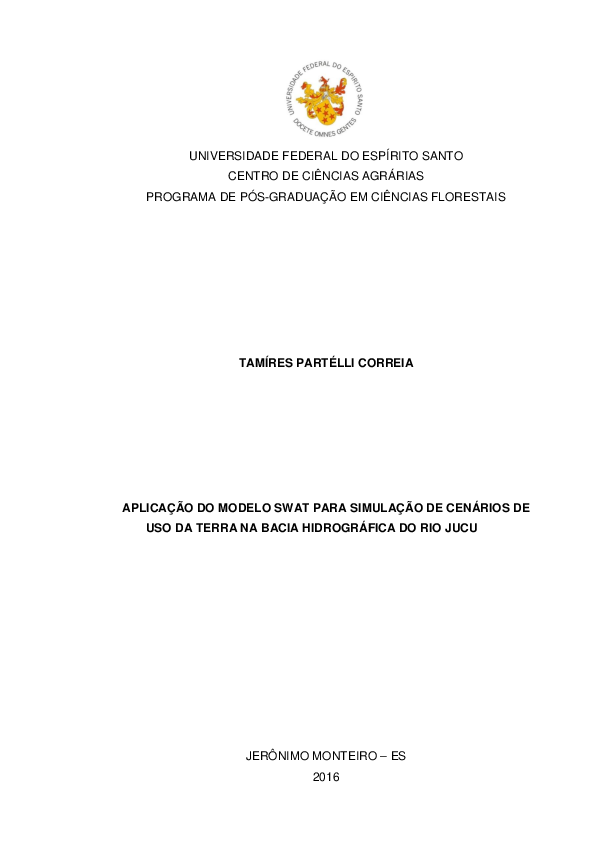 (PDF) Aplicação Do Modelo Swat Para Simulação De Cenários De Uso Da ...