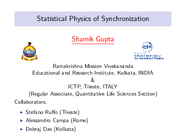 (PDF) Statistical Physics of Synchronization