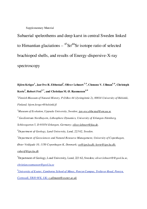 (PDF) Sr/Sr isotope ratio of selected brachiopod shells, and results of ...
