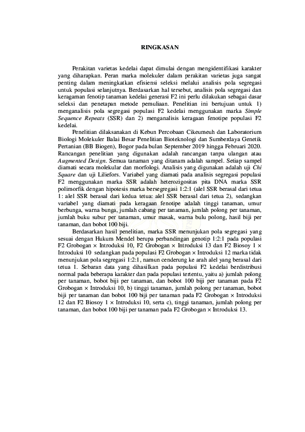 (PDF) Analisis Segregasi Menggunakan Marka Simple Sequence Repeats (SSR ...