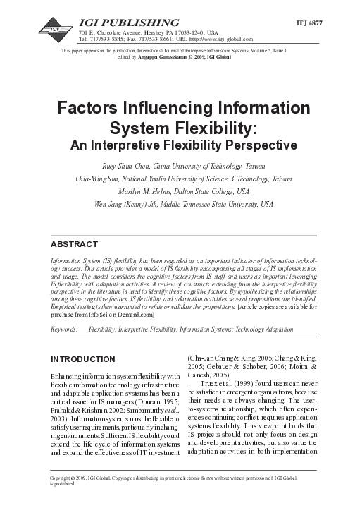 (PDF) Factors Influencing Information System Flexibility