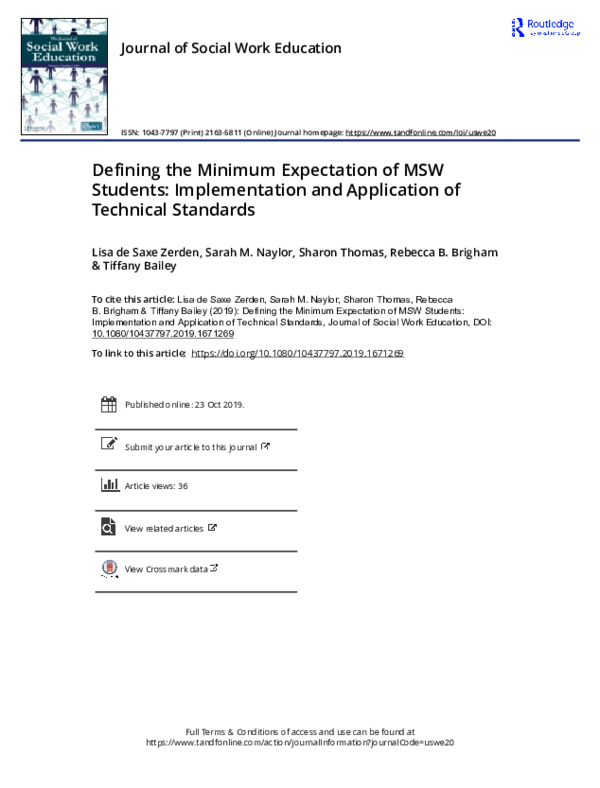(PDF) Defining the Minimum Expectation of MSW Students: Implementation ...