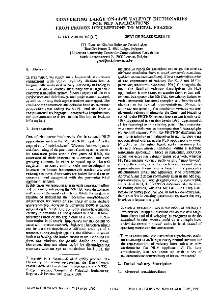 (PDF) Converting large on-line valency dictionaries for NLP applications
